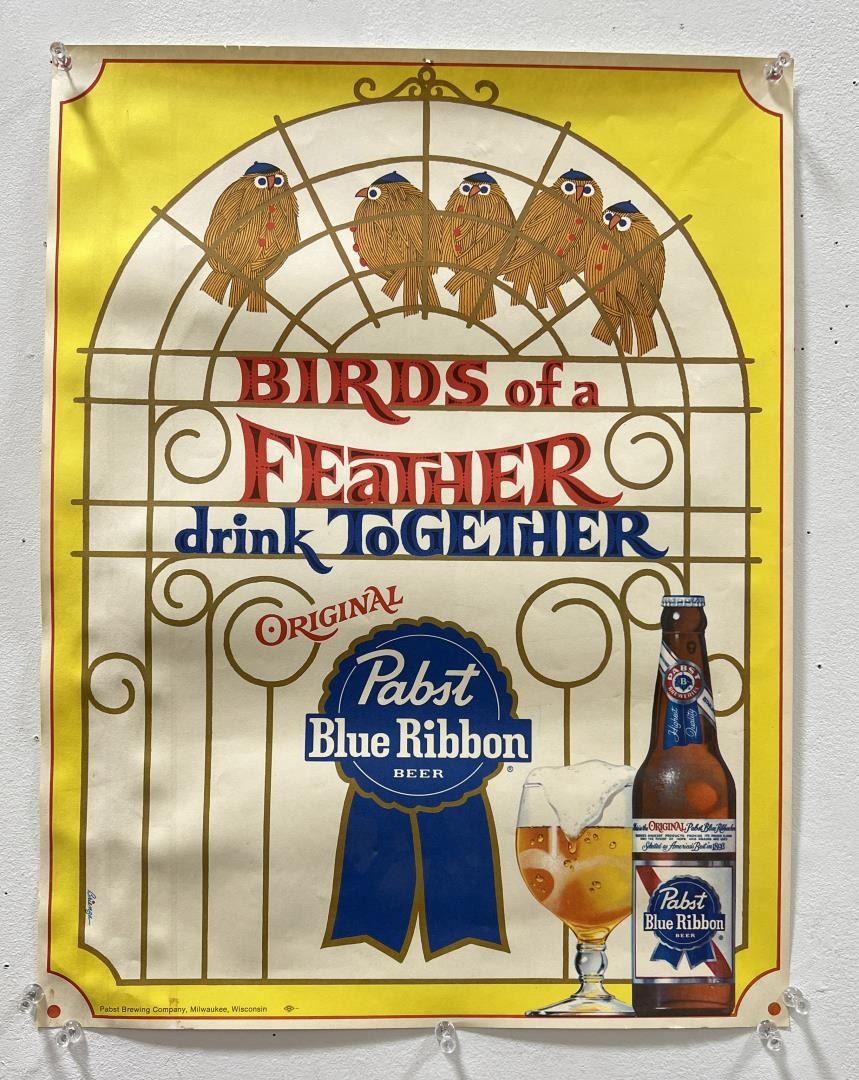 Pabst Blue Ribbon Beer Poster Birds of a Feather