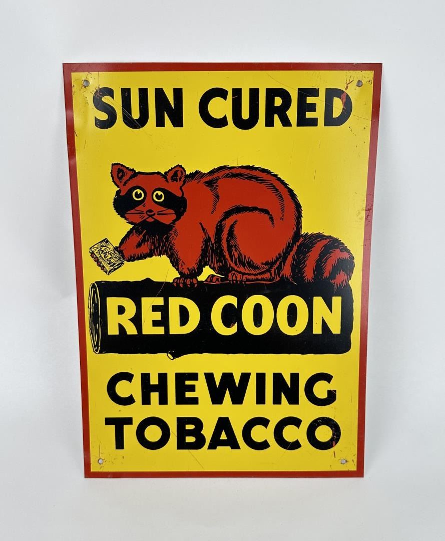 Sun Cured Red Coon Chewing Tobacco Sign