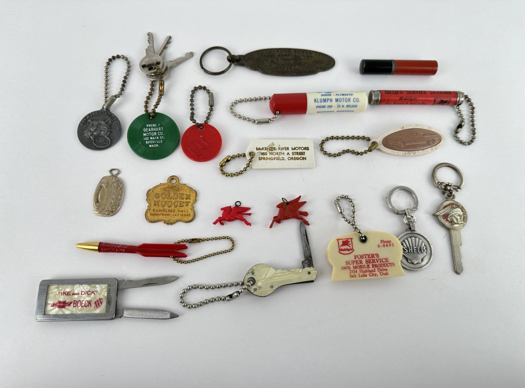 Collection of Service Station Oil Keychains