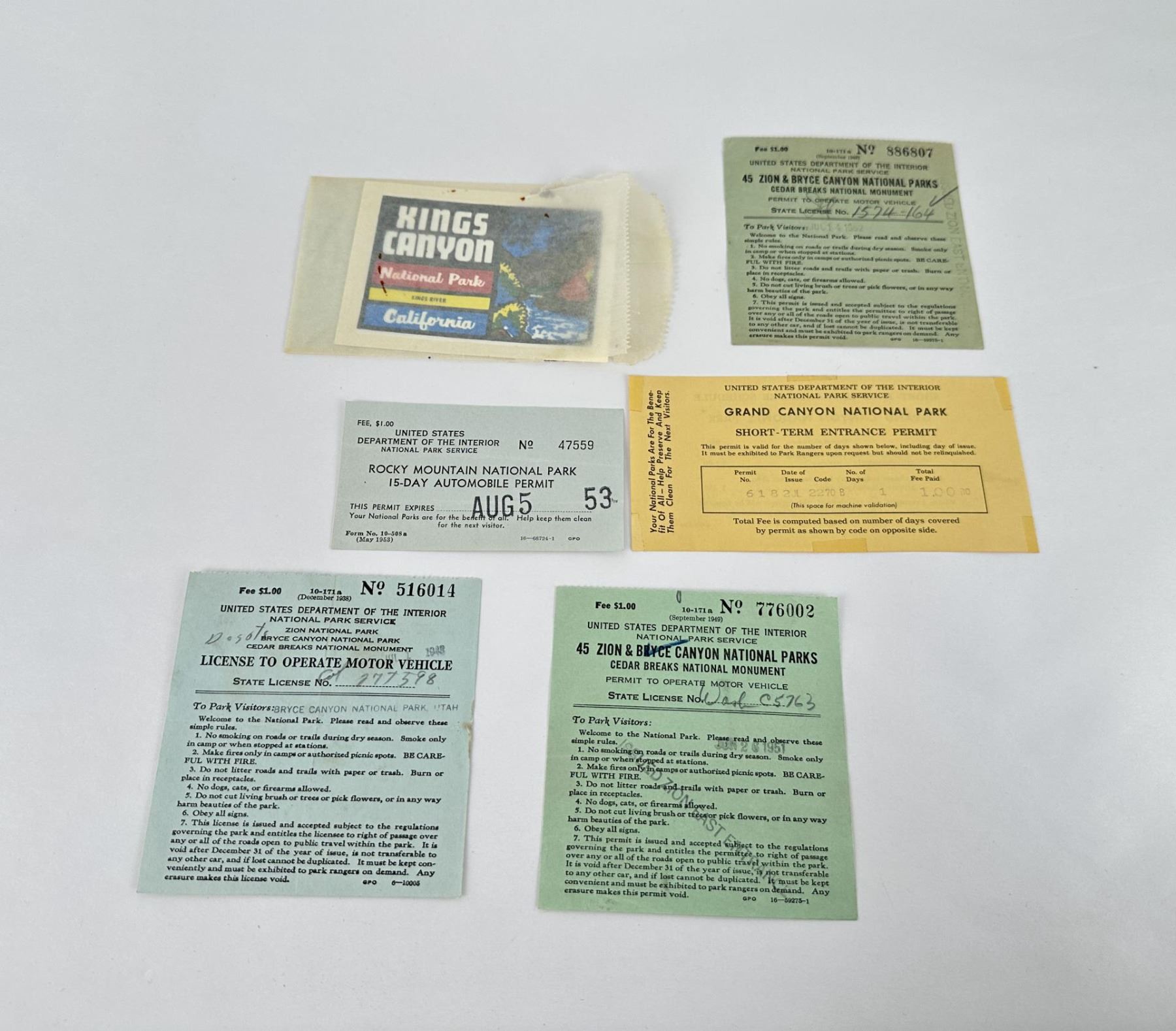 Collection of National Park Permits