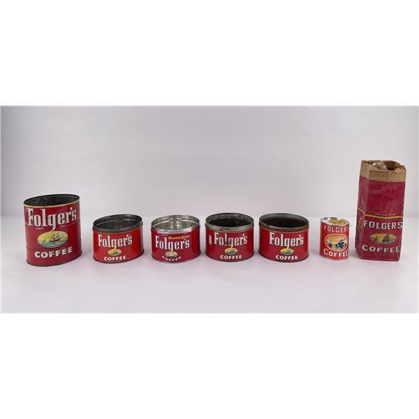 Collection of Folgers Coffee Tin Cans
