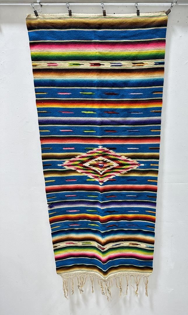 Antique Mexican Wool Serape Saltillo Blanket