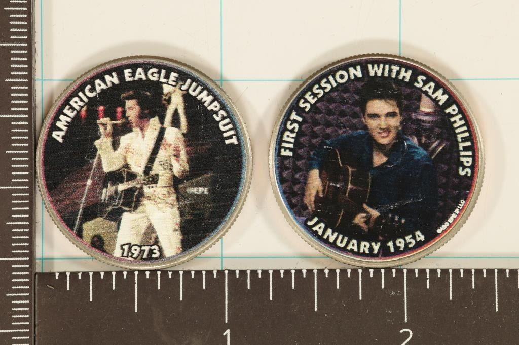 2-COLORIZED ELVIS PRESLEY ON BU KENNEDY HALVES