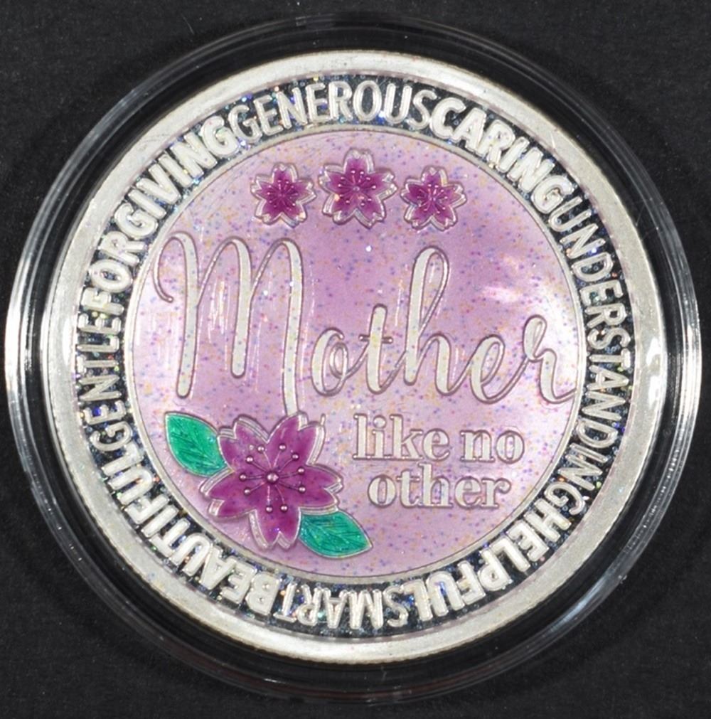 ONE OZ .999 ENAMELED MOTHER SILVER ROUND
