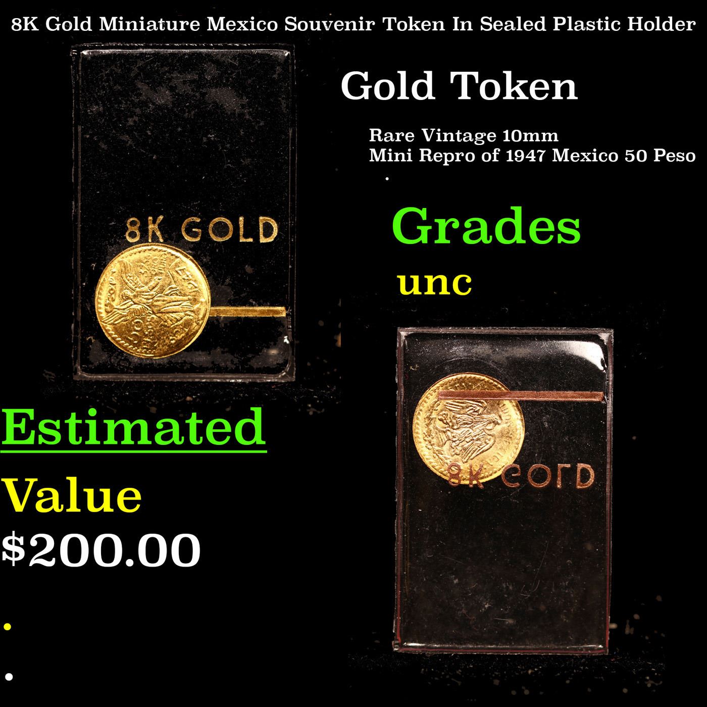 8K Gold Miniature Mexico Souvenir Token In Sealed Plastic Holder Grades ...