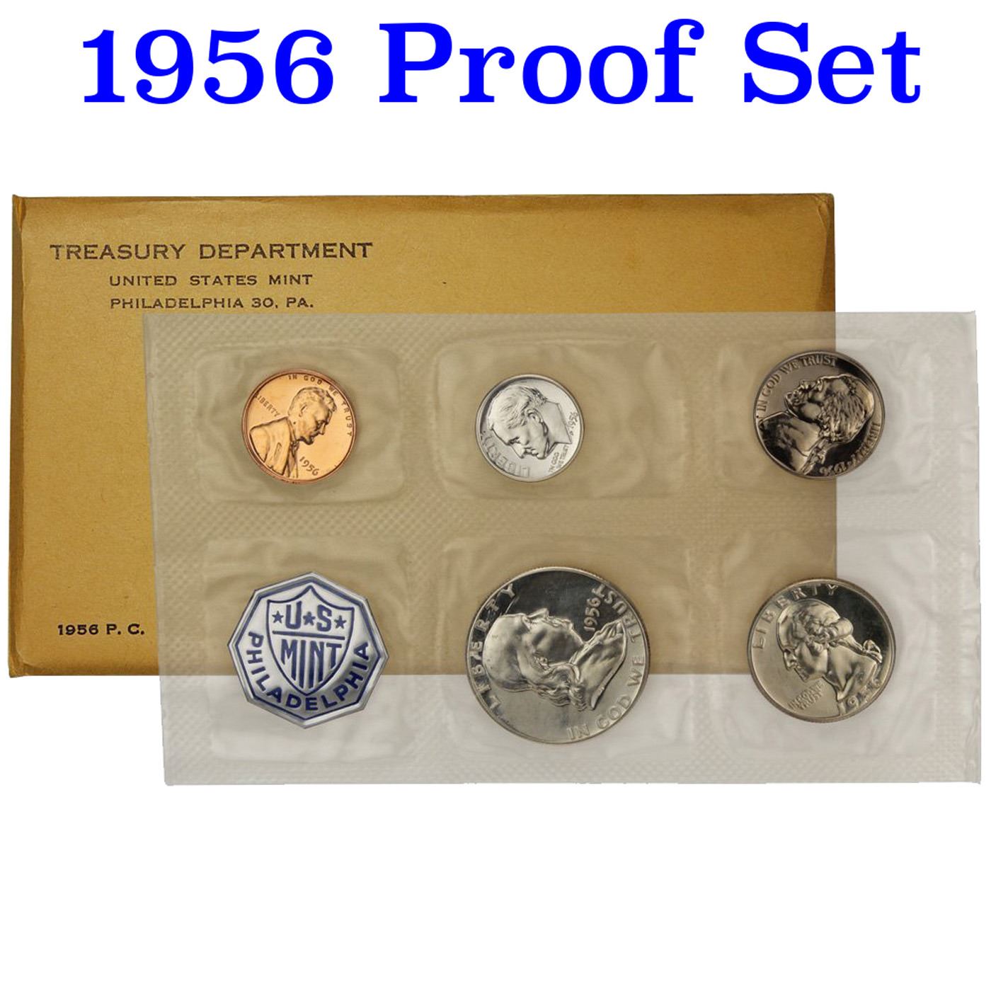 Original 1956 United States Mint Proof Set 5 Coins