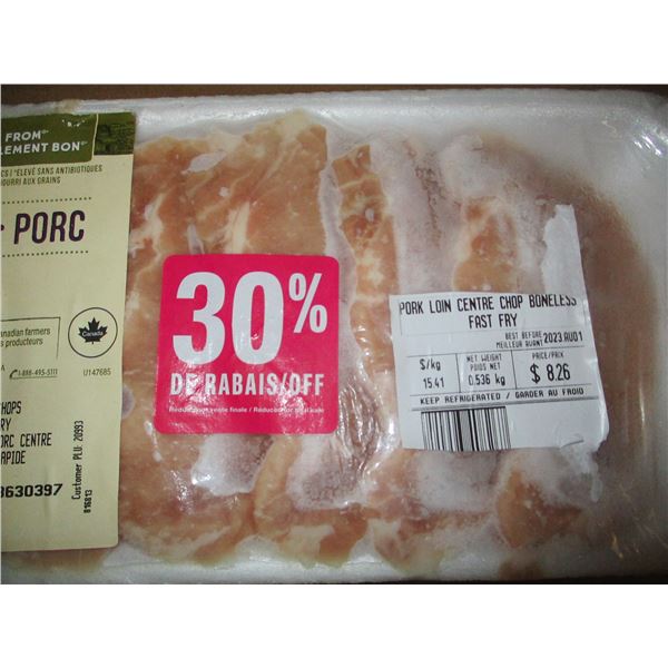 SHELF PULLS (AS IS): BONELESS PORK LOIN CENTER CHOP (APPROX. $8.26)