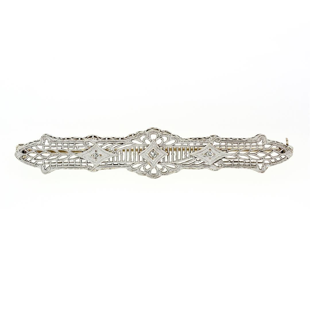 Antique Art Deco 14k White Gold 0.05 ctw Single Cut Diamond Open ...