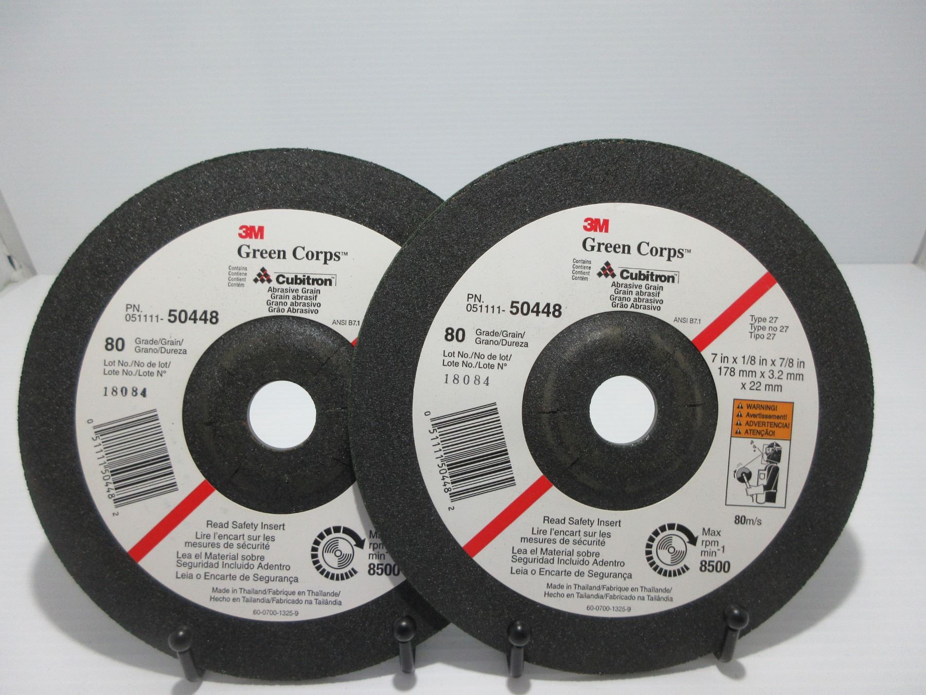 NEW: 3M GREEN CORPS 80 GRAIN CUTTING DISCS (2)