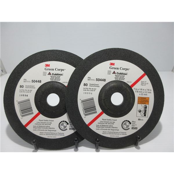 NEW: 3M GREEN CORPS 80 GRAIN CUTTING DISCS (2)