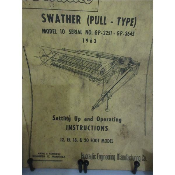 COLLECTIBLE: SWATHER PULL TYPE MODEL 10 1963 MANUAL