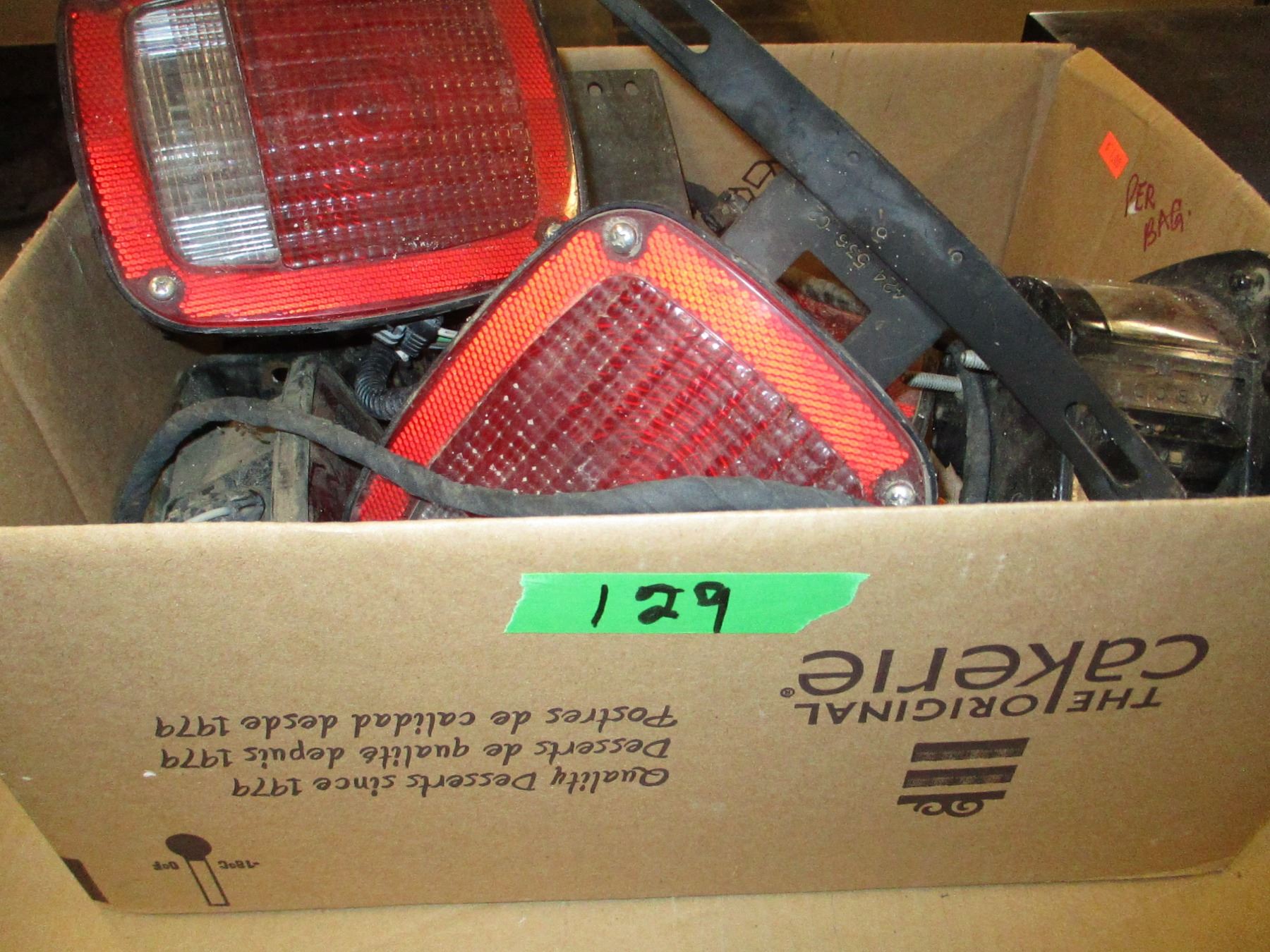 BOX C/W ASSORTED TAIL LIGHTS (5) WITH WIRING