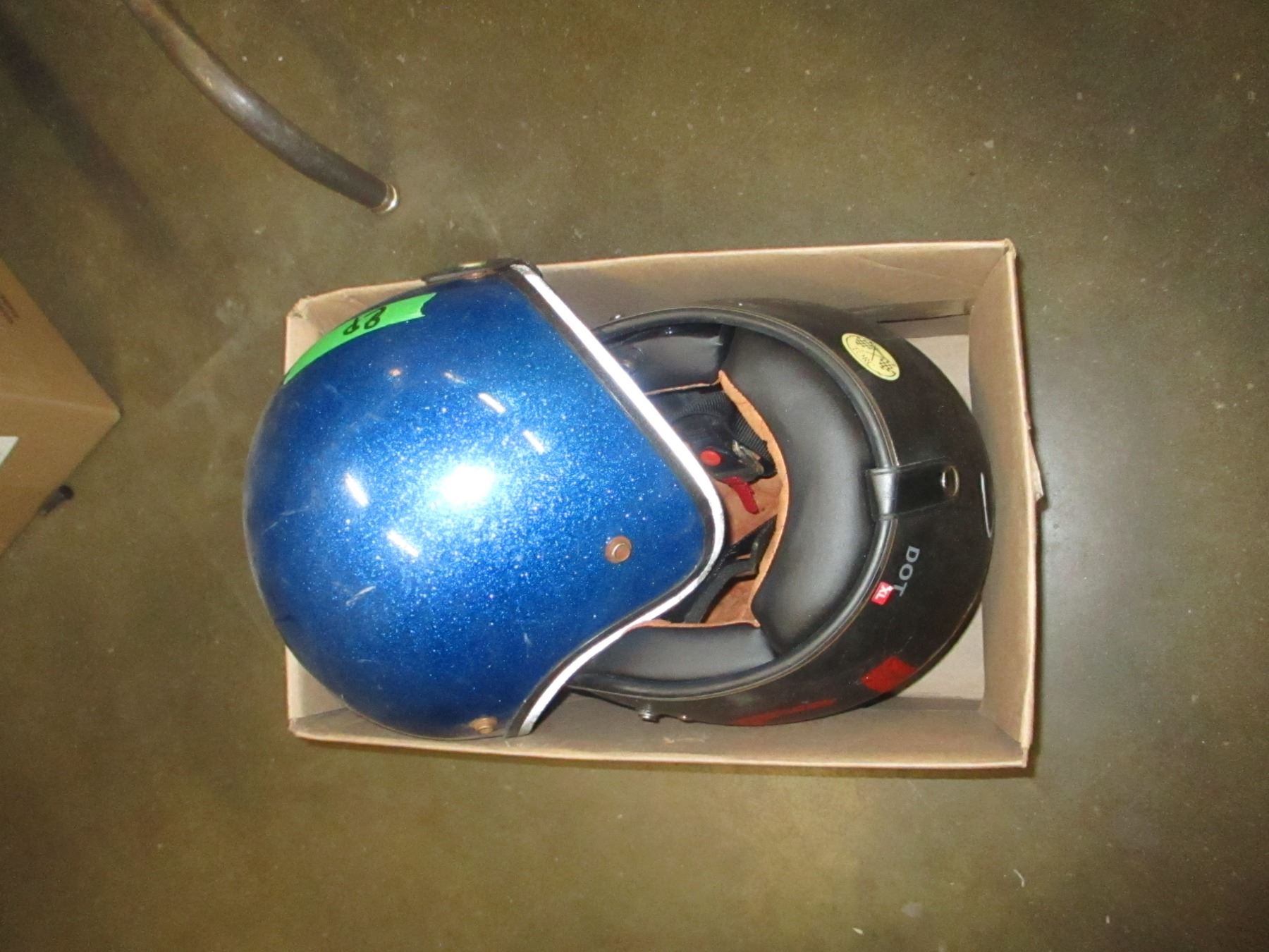 BOX C/W 2 HELMETS (AS IS):