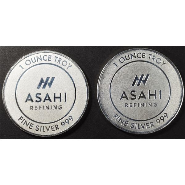 (2) 1 OZ .999 SILVER ASAHI REFINING ROUNDS