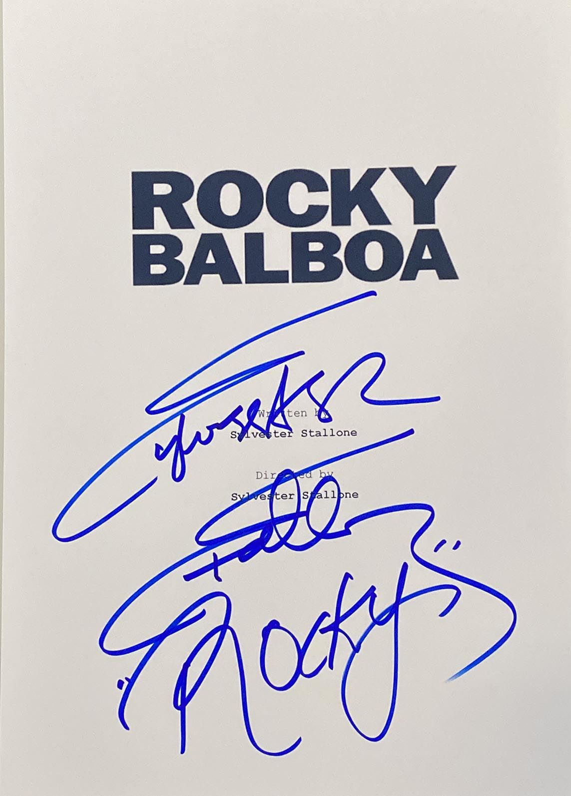 Rocky Balboa Sylvester Stallone signed script cover photo