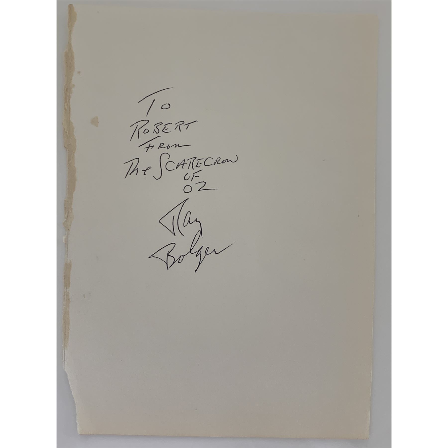 Ray Bolger Wizard of Oz cut signature. GFA Authenticated