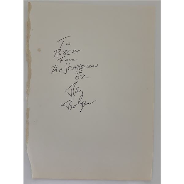 Ray Bolger Wizard of Oz cut signature. GFA Authenticated