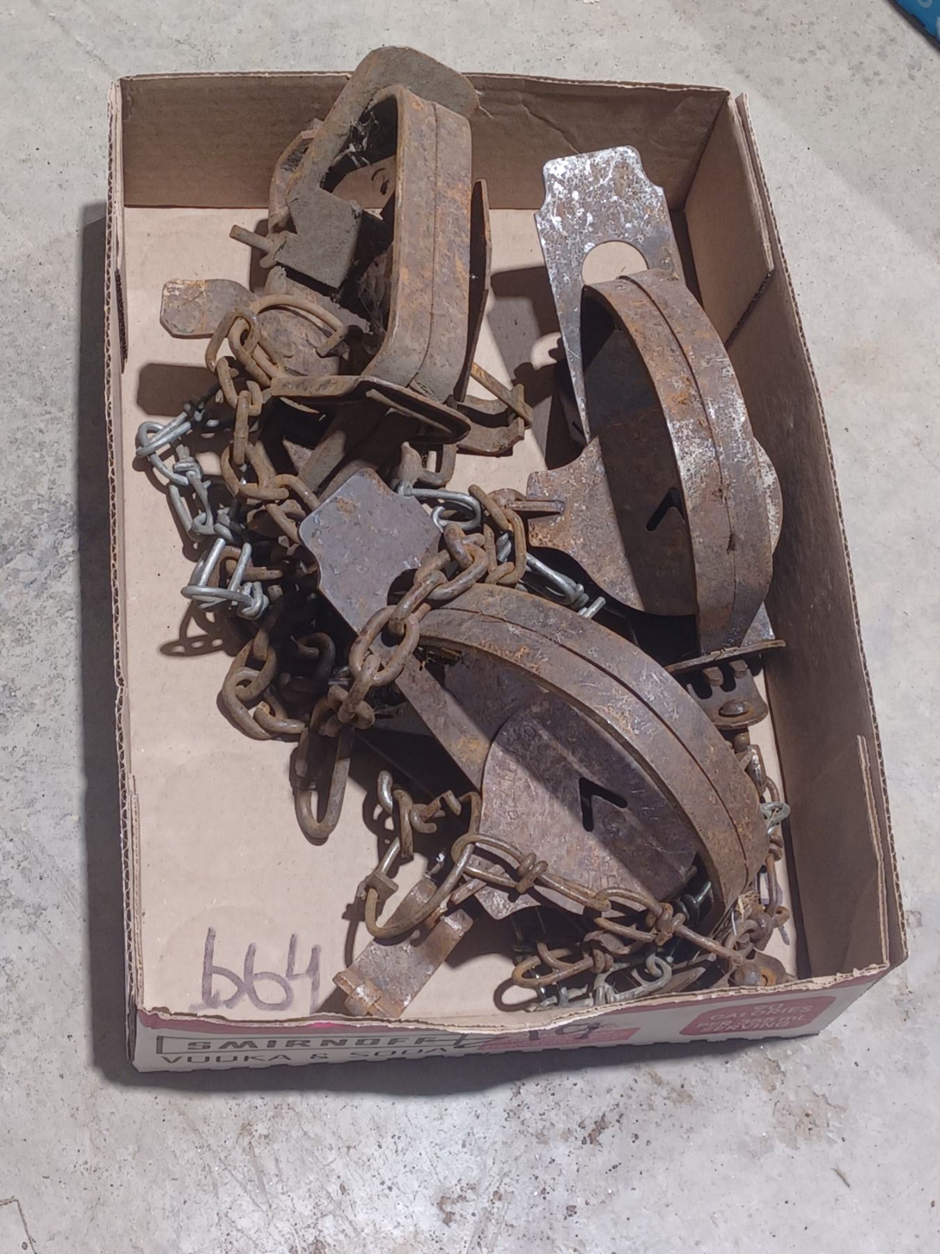 BOX OF THREE LARGE TRAPS