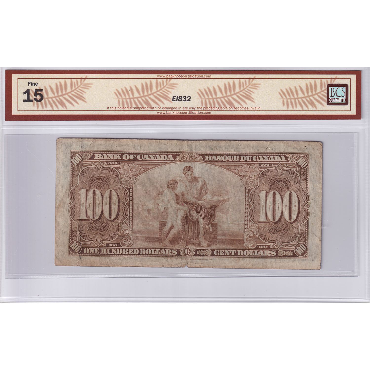 BC-27b 1937 $100 BCS F15 (Changeover, Tear) Gordon-Towers SN: B/J3950969