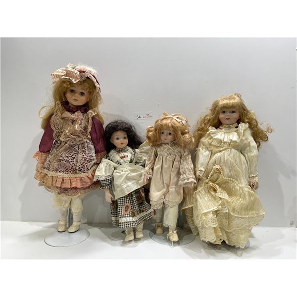 Set Of Four Vintage Porcelain Dolls Beck Auctions Inc
