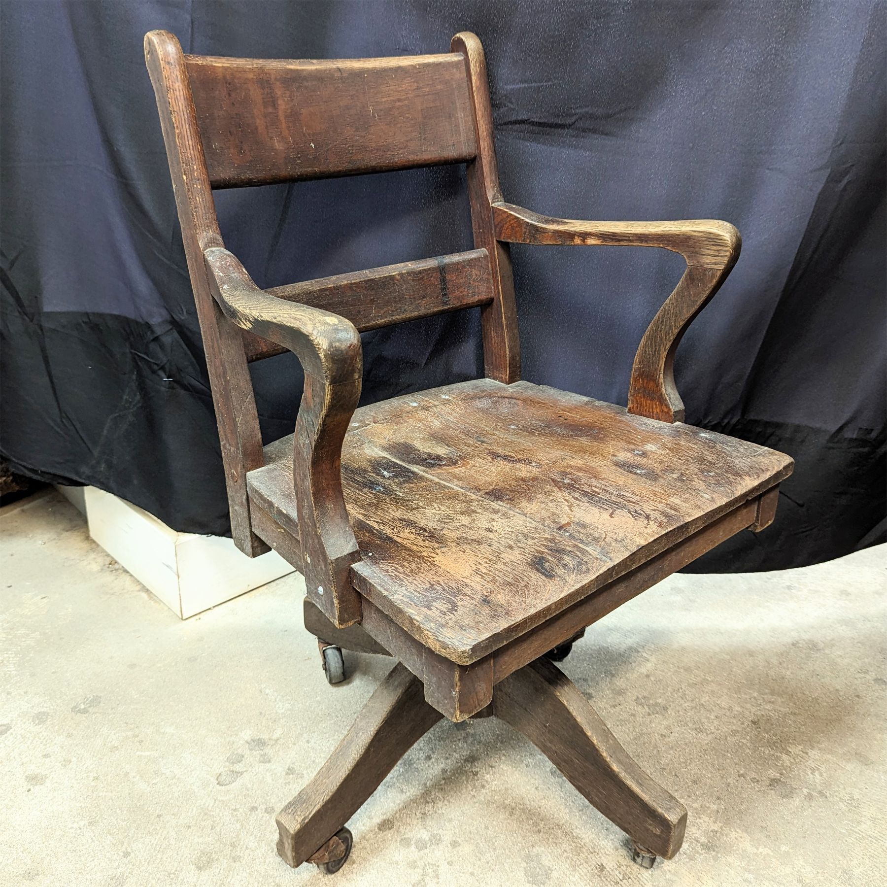 Vintage Wood Bankers Chair 33.5" tall