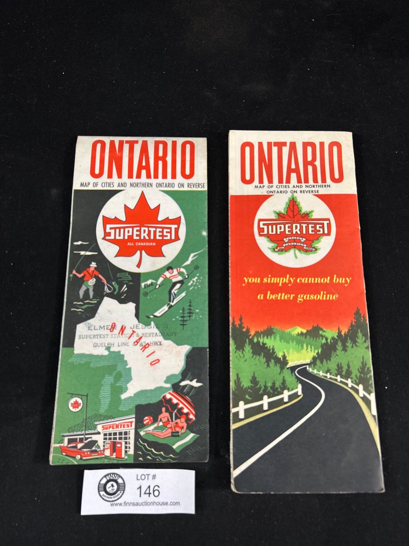 2 Vintage Supertest Gas Ontario Road Maps