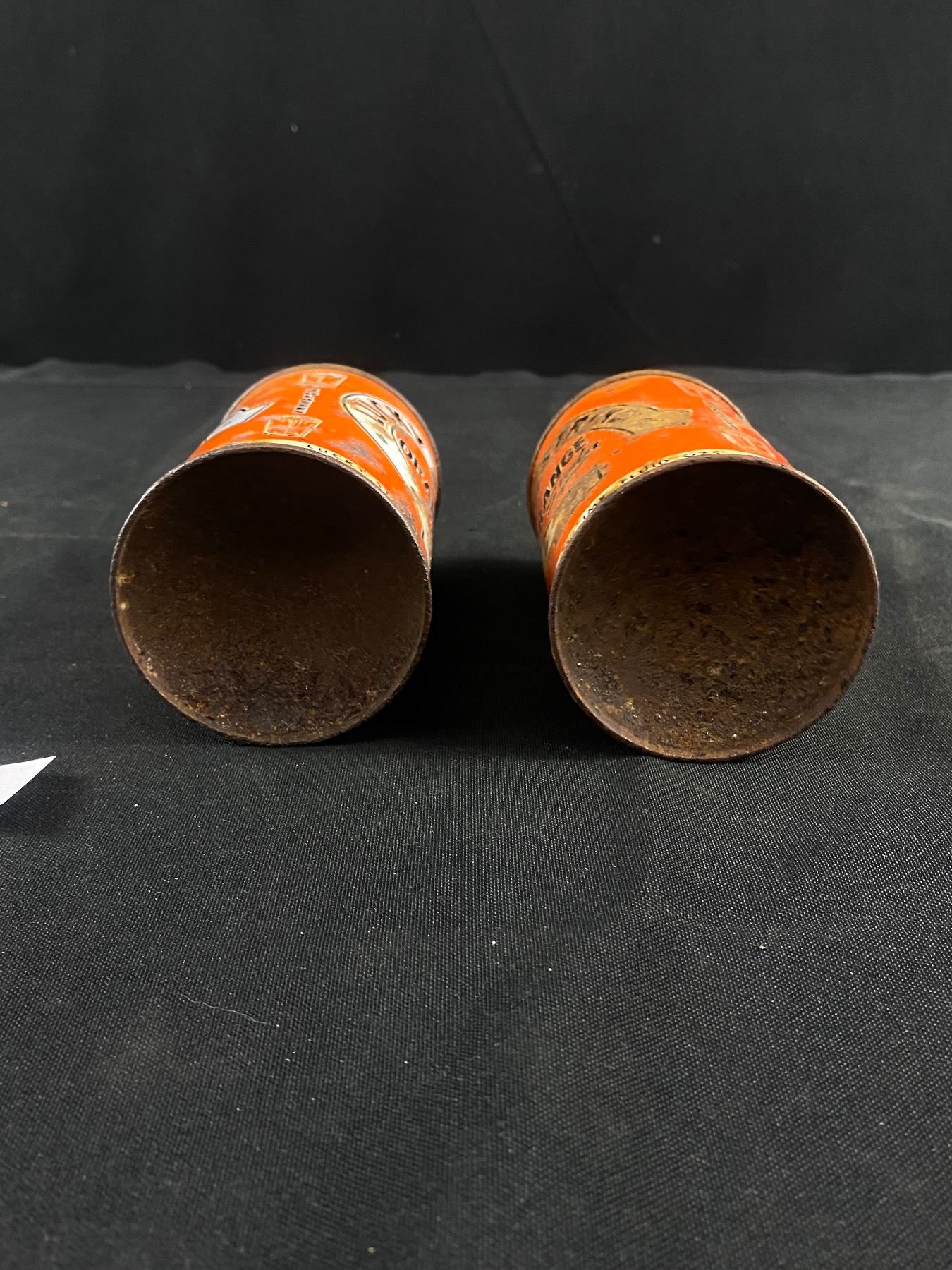 2 Vintage Hard to Find Lucky Strike Orange Soda Cone Top Beverage Cans