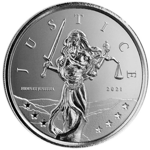 LADY JUSTICE – 2021 1 OZ PURE SILVER BU COIN – GIBRALTAR