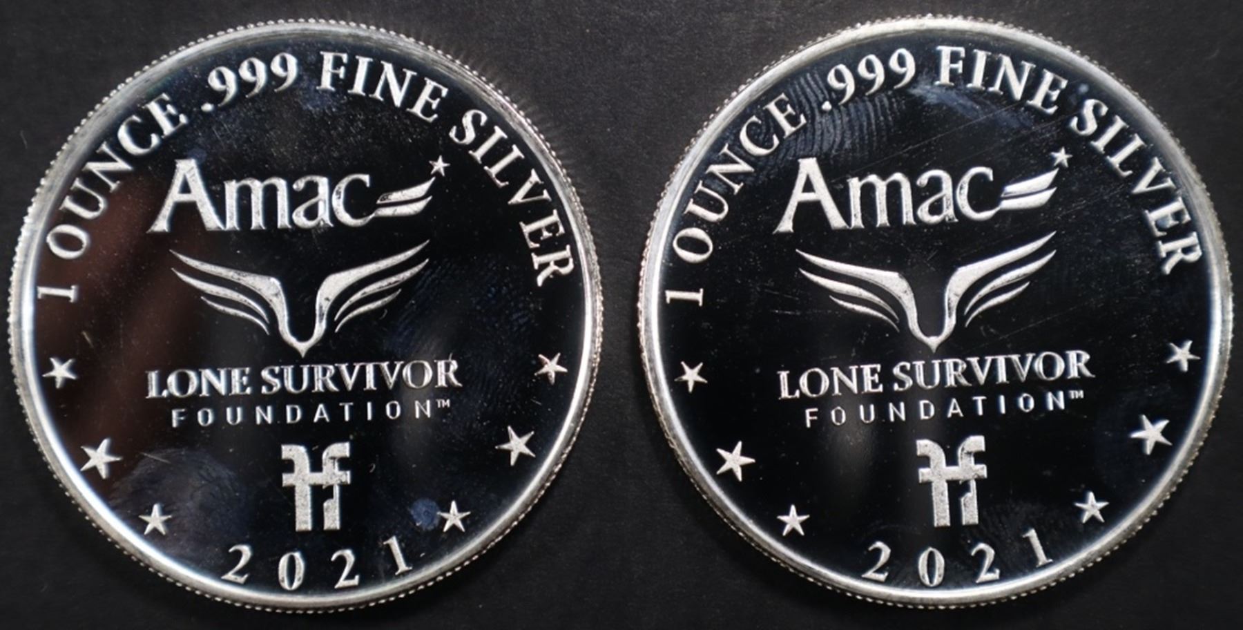 (2) 1oz .999 SILVER AMAC FREEDOM NOT FREE ROUNDS