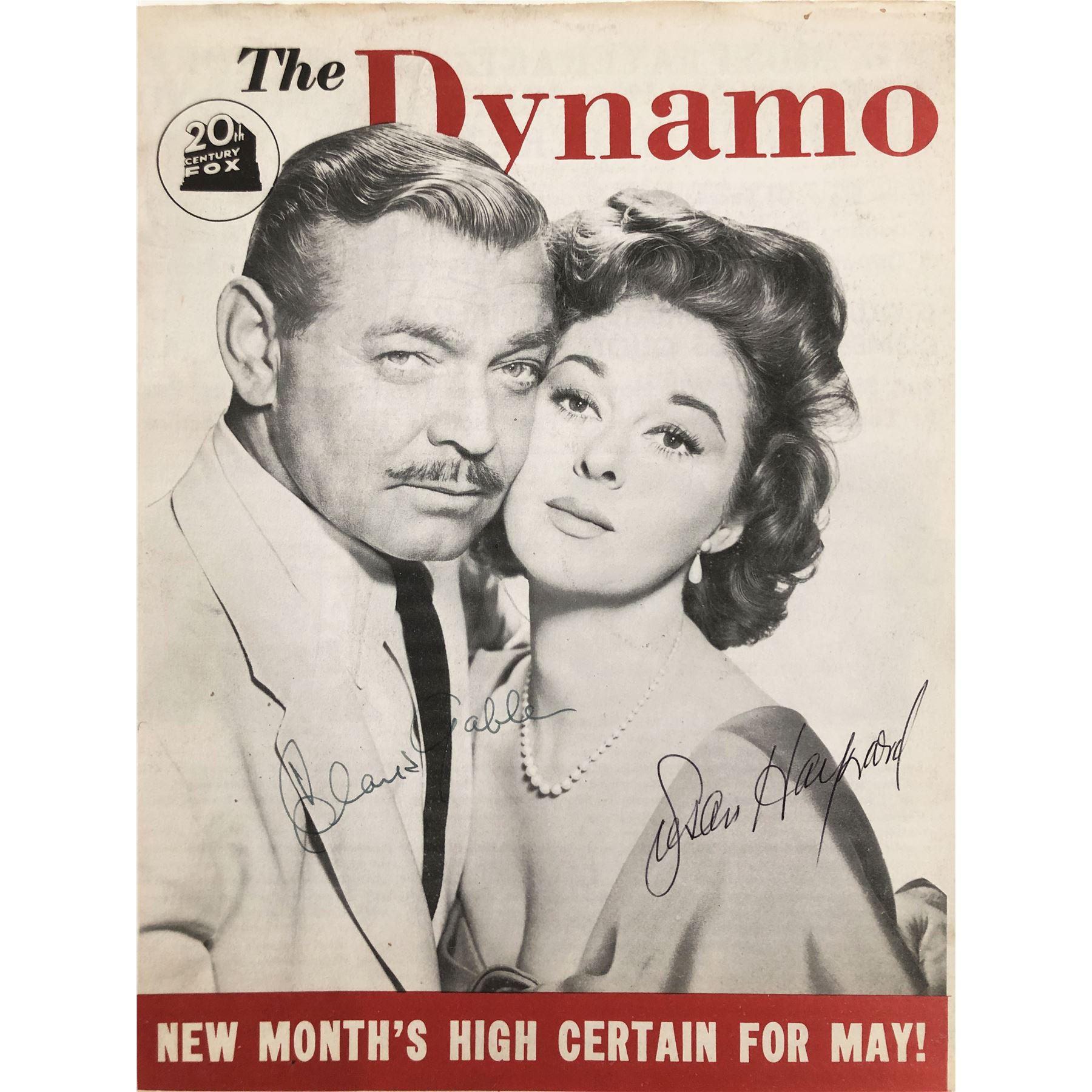 Clark Gable and Susan Hayward signed "Dynamo" magazine