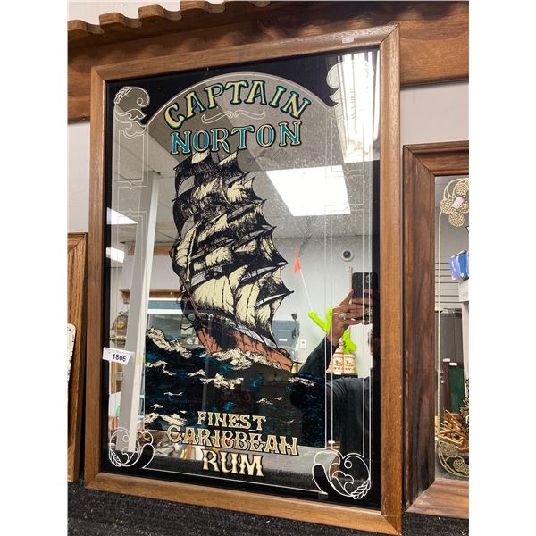 Large Framed Mirror Advertisement Captain Norton Finest Caribbean Rum
