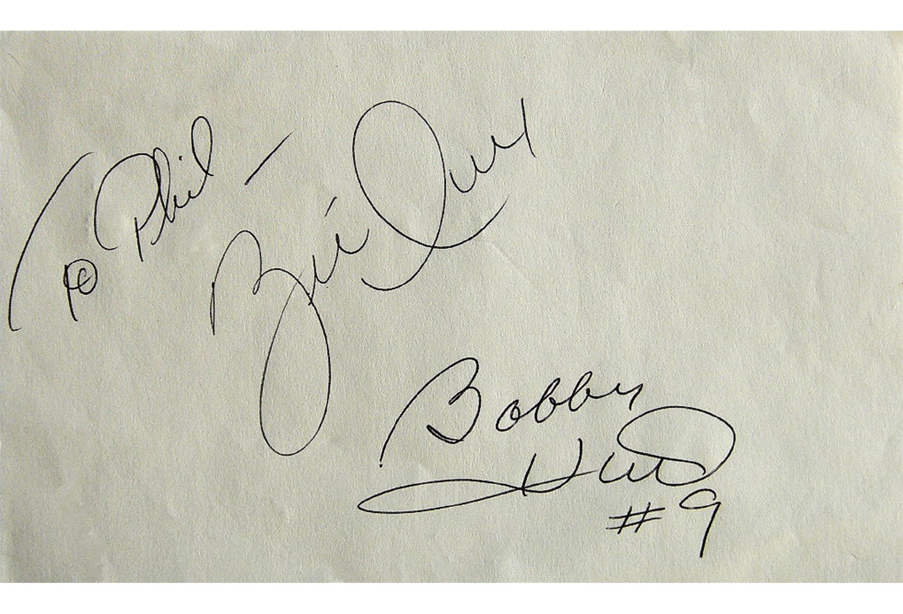 Brett Hull & Bobby Hull signature slip