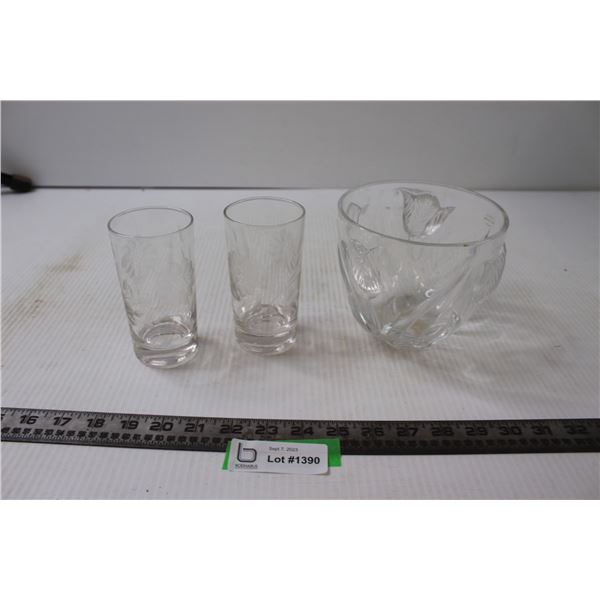 Crystal Bowl And 2 Crystal Glasses Bodnarus Auctioneering