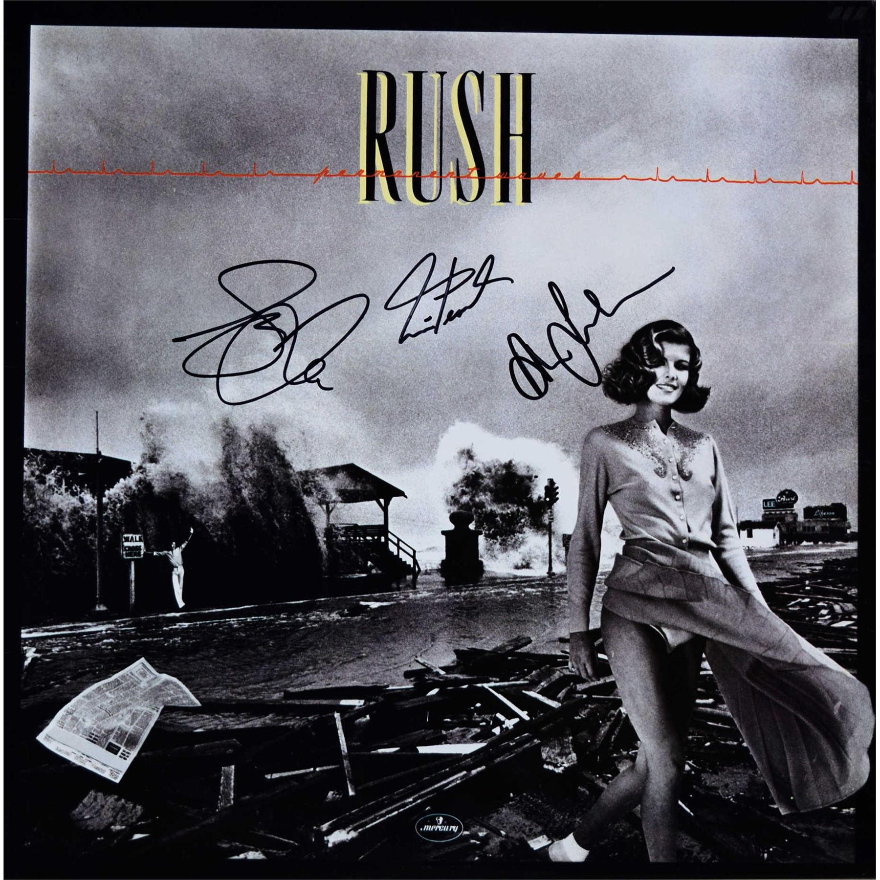 Rush signed Permanent Waves album