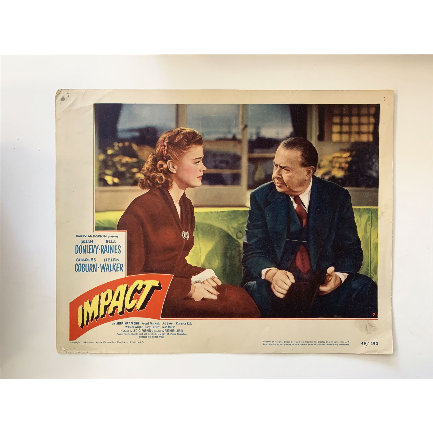 Impact original 1949 vintage lobby card