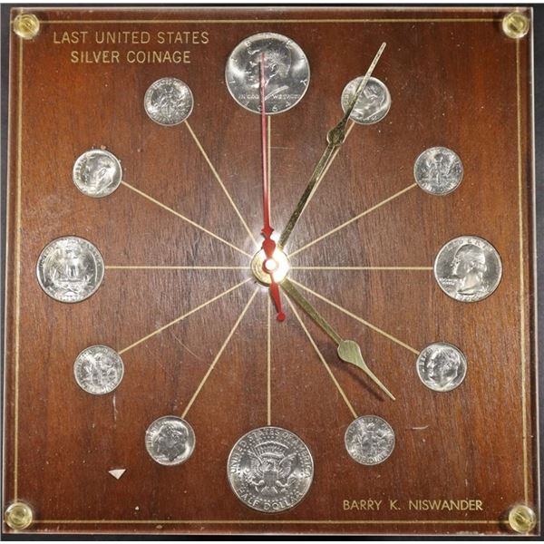 BROWN MARIAN KAY SILVER COIN CLOCK