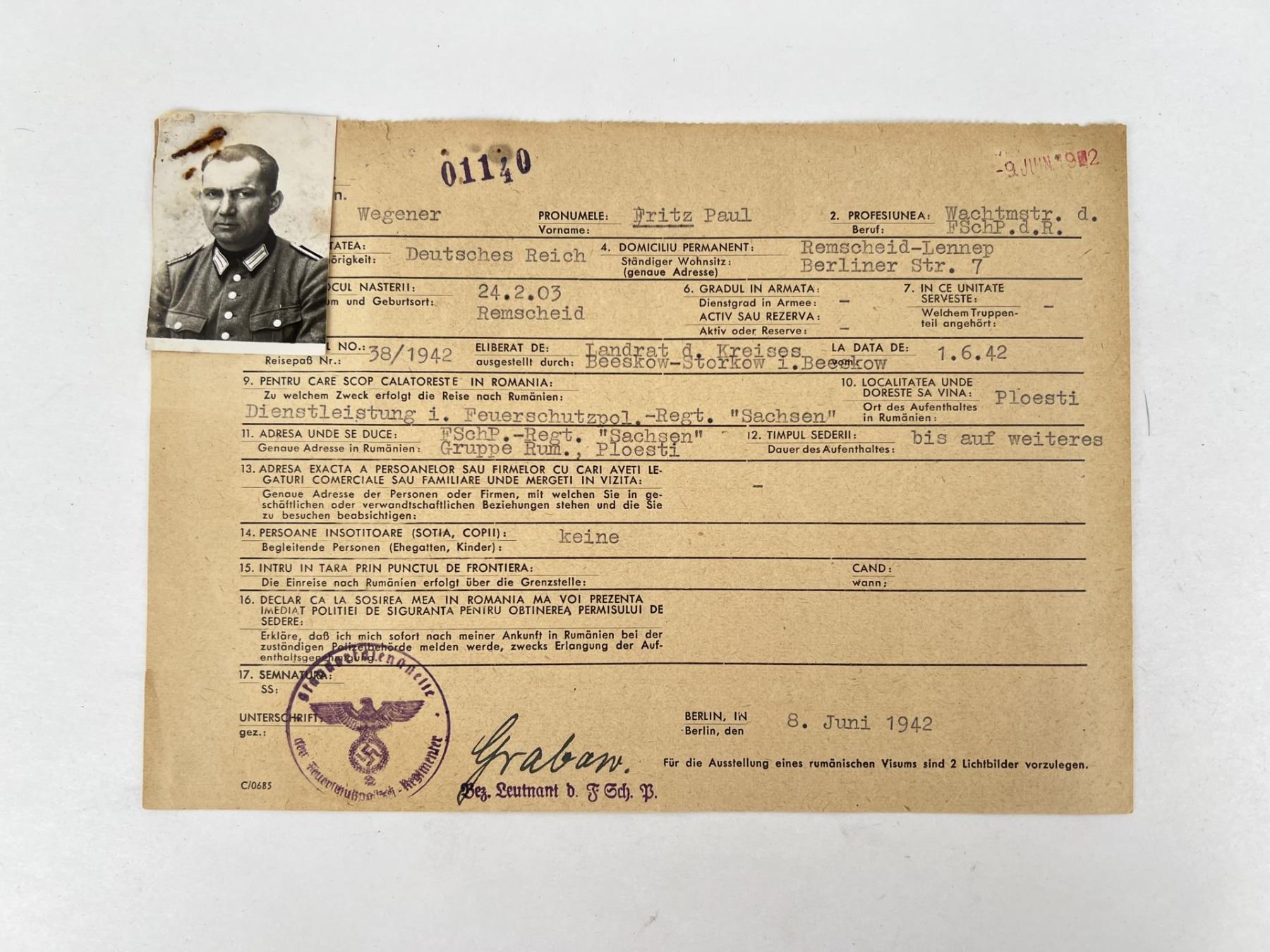 WW2 German Soldier ID Card