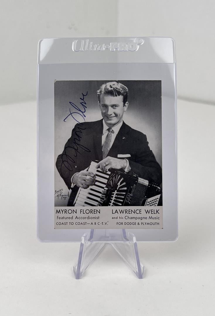 Myron Floren Lawrence Welk Autographed Card