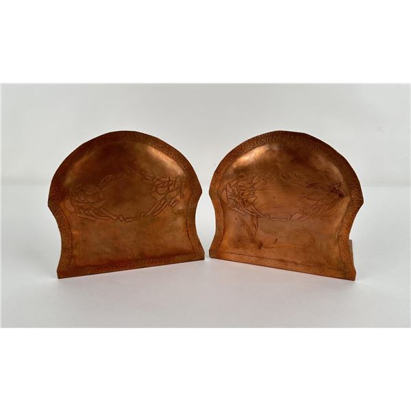 Arts and Crafts Hammered Copper Bookends