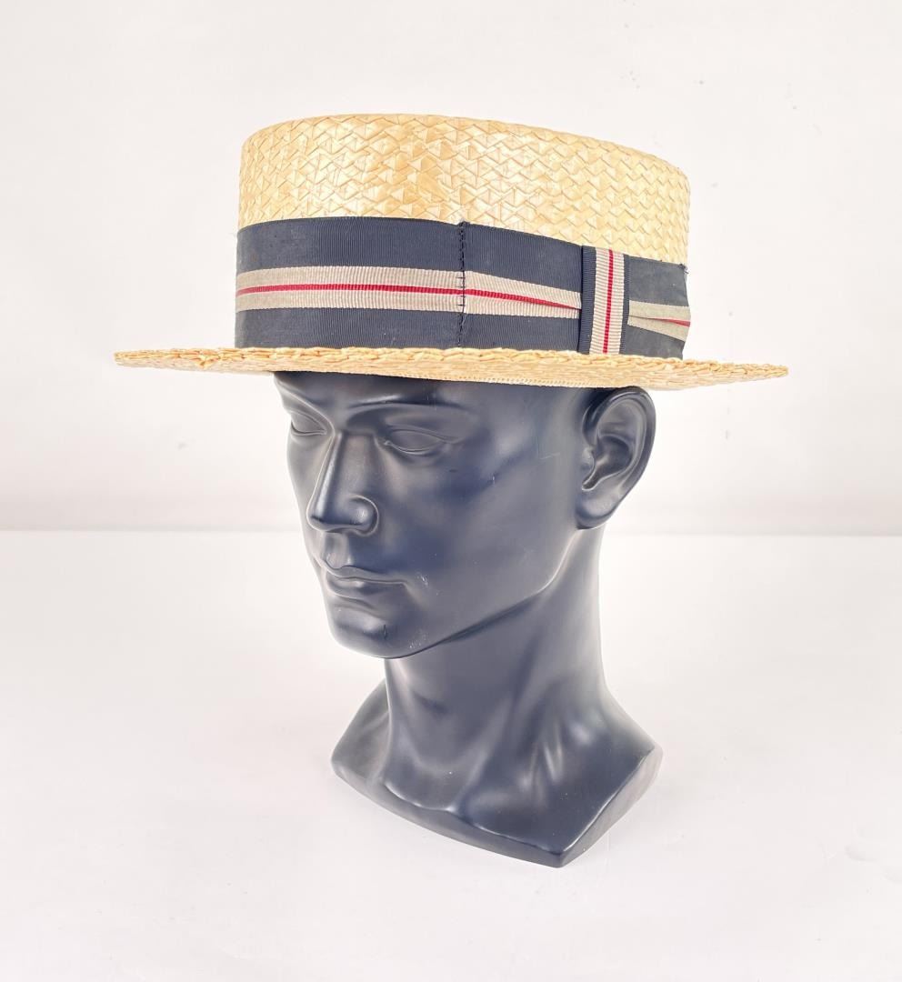 Antique Straw Boater Hat