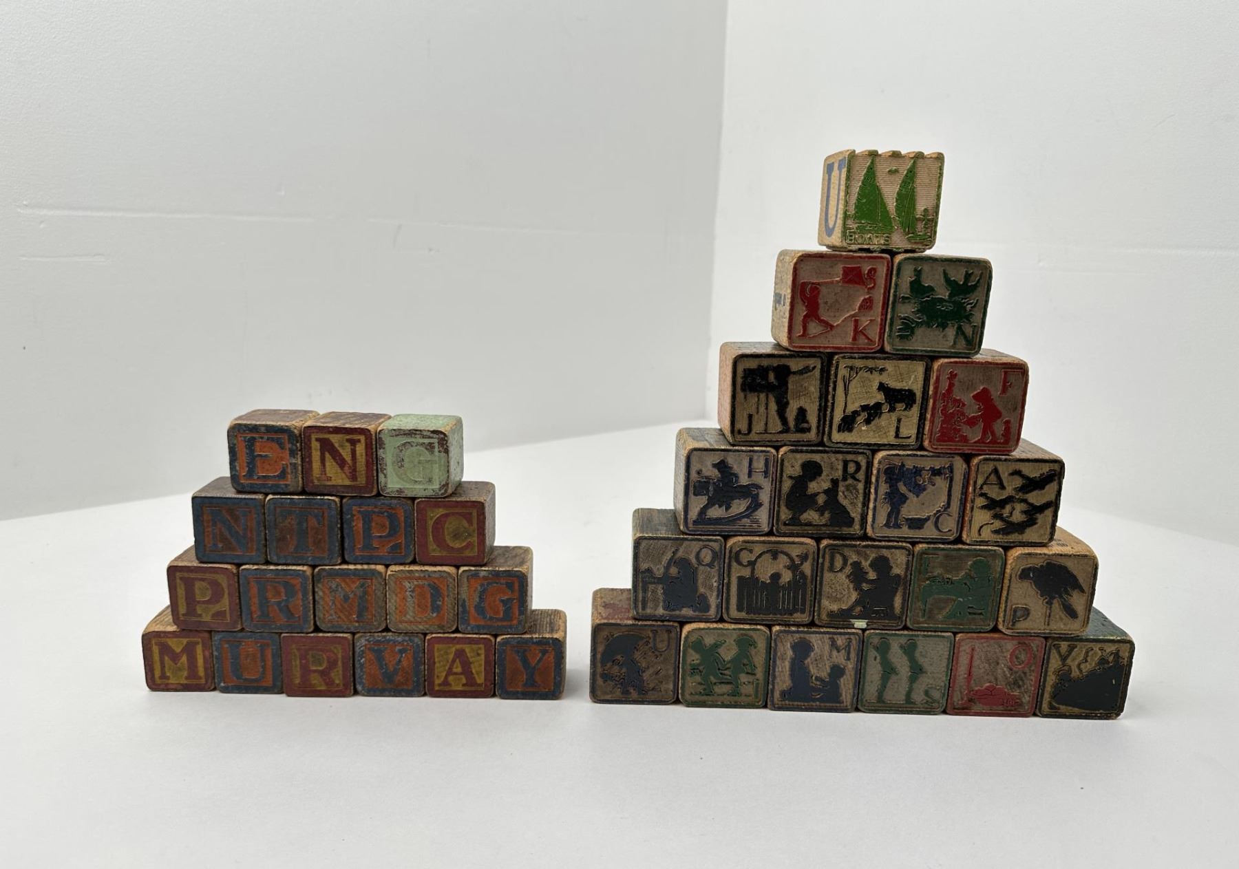 Group of Vintage Wood Toy Letter Blocks