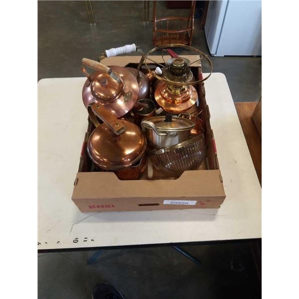 Box Of Copper And Brass Collectibles