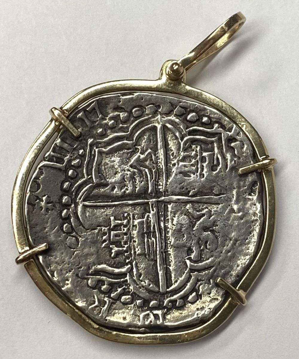 Genuine Atocha 8 Reale Coin Pendant W/ 10K Gold