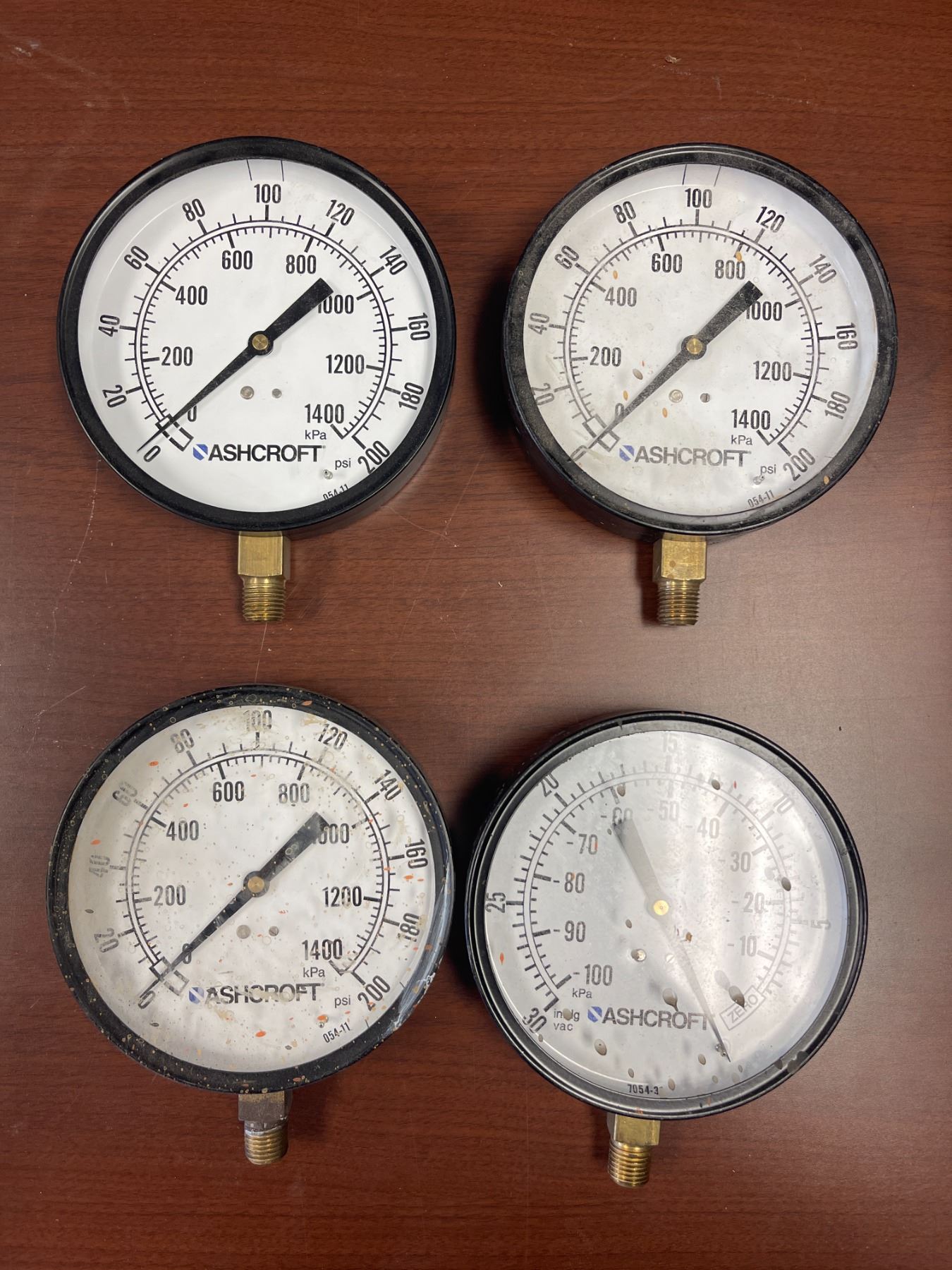 Group for 4 vintage Ashcroft pressure gauges