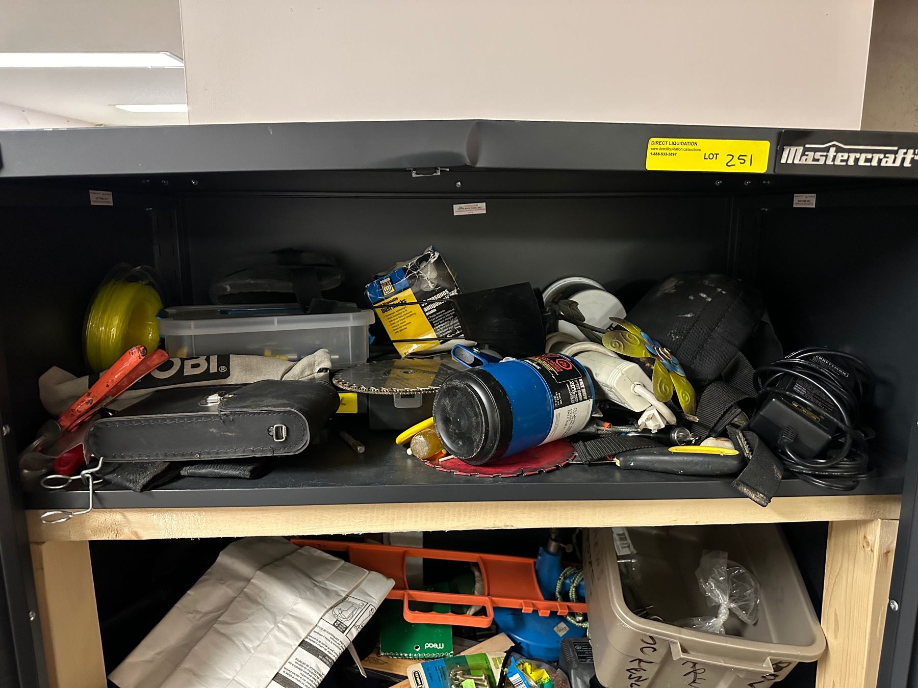 Mastercraft - tall storage cabinet w/ contents (approx 3ft W x 18 L x ...