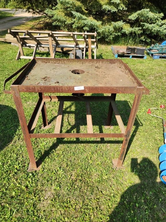 metal forge table blower turns