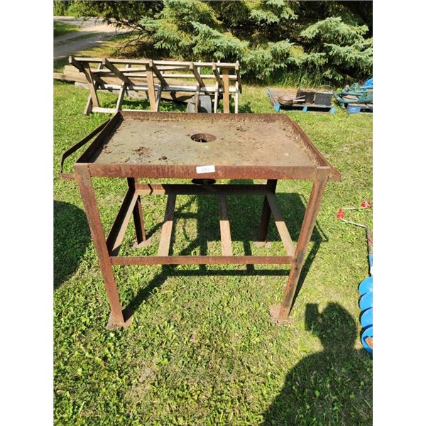 metal forge table blower turns