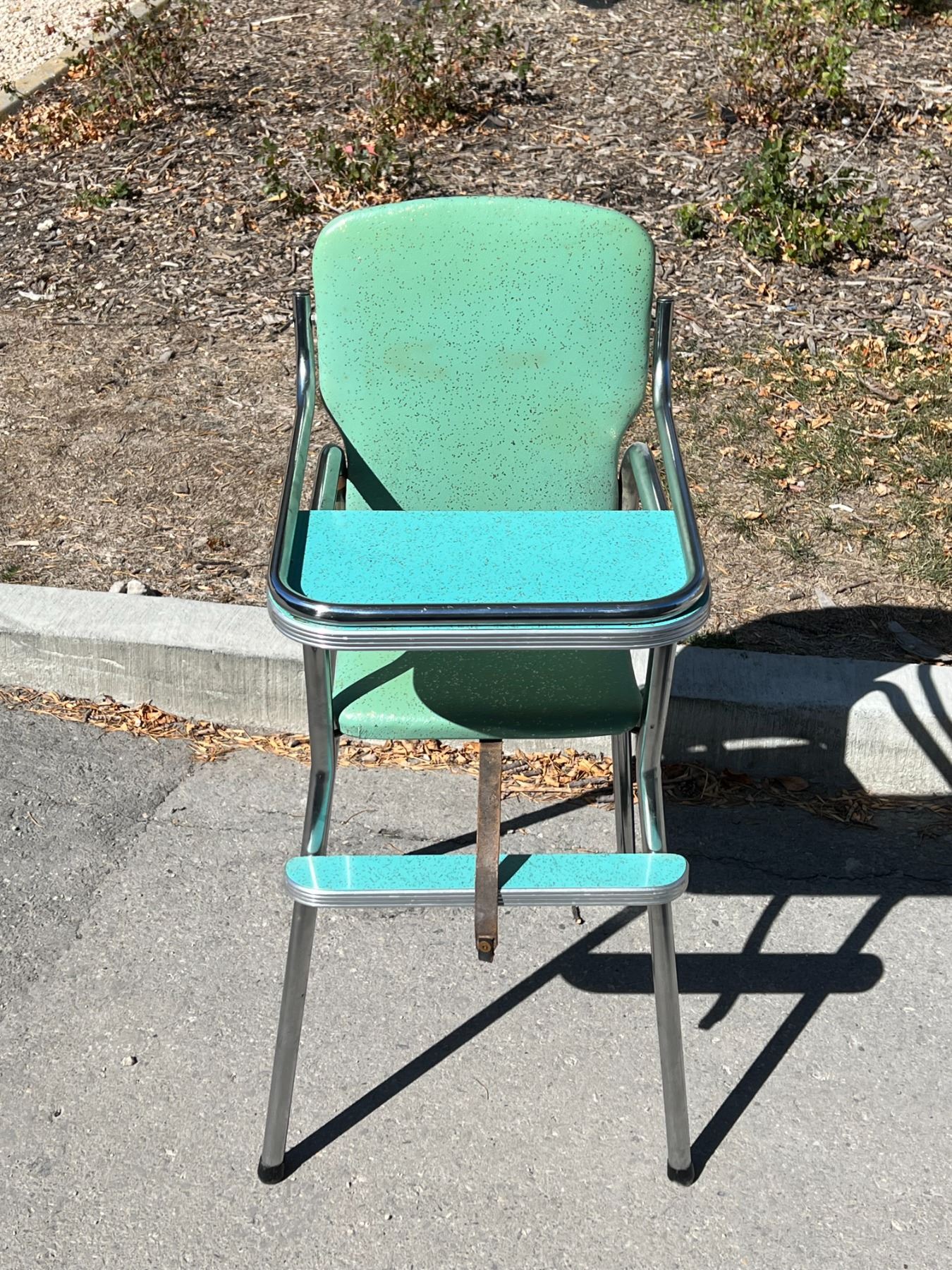 50s Tubular Chrome Turquoise Green High Chair - Doesn't meet current ...