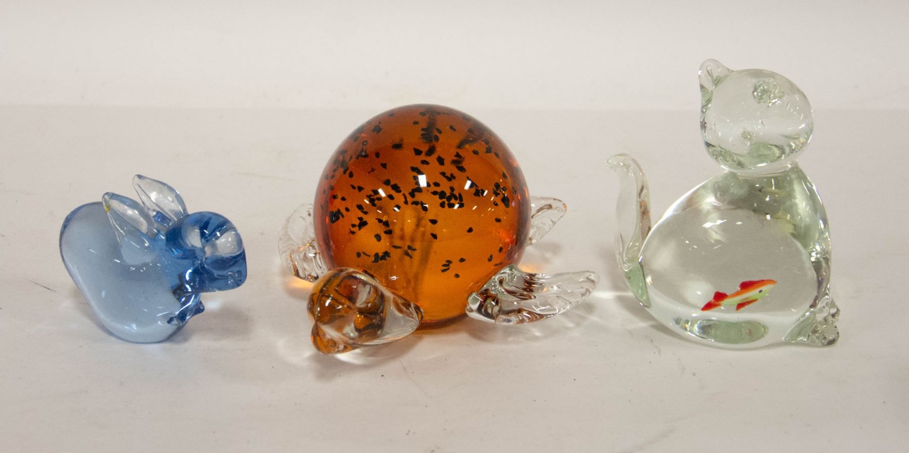 3 GLASS ANIMAL PAPERWEIGHTS