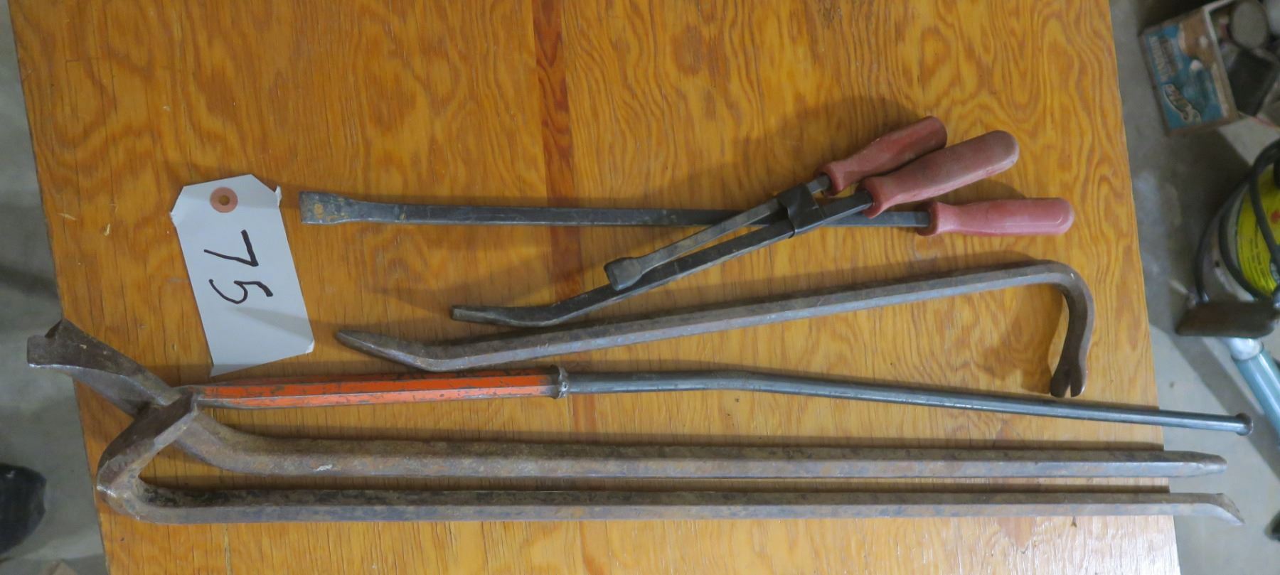 3 long pry bars + 3 smaller pry bars + crow bar